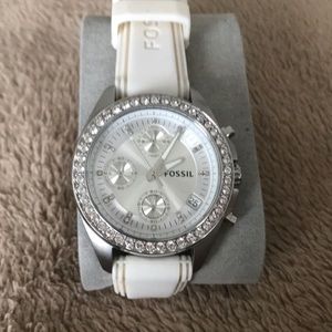 Fossil | Accessories | Fossil Women White Silicone Strap Watch | Poshmark